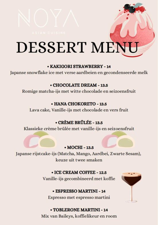 Dessert Menu – Noya Restaurant